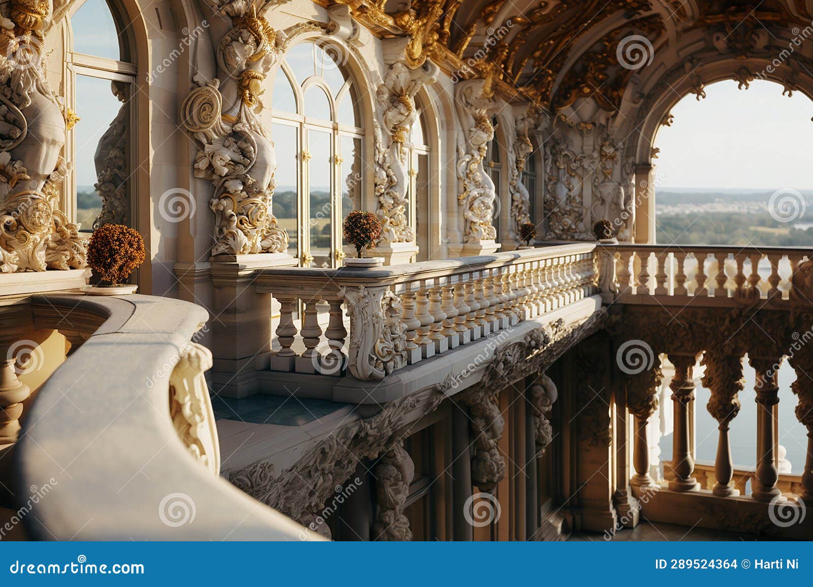 Generative AI Image of Balcony View in a Luxurious Palace Building ...