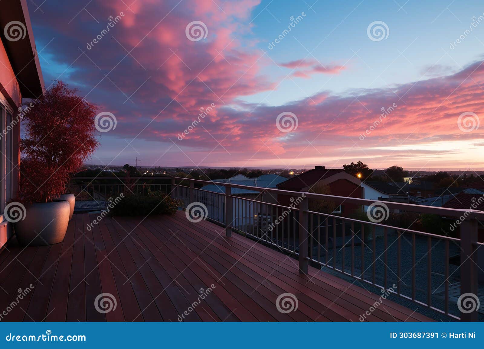 Generative AI Image of Beautiful Dramatic Sky View at Dusk from Rooftop ...