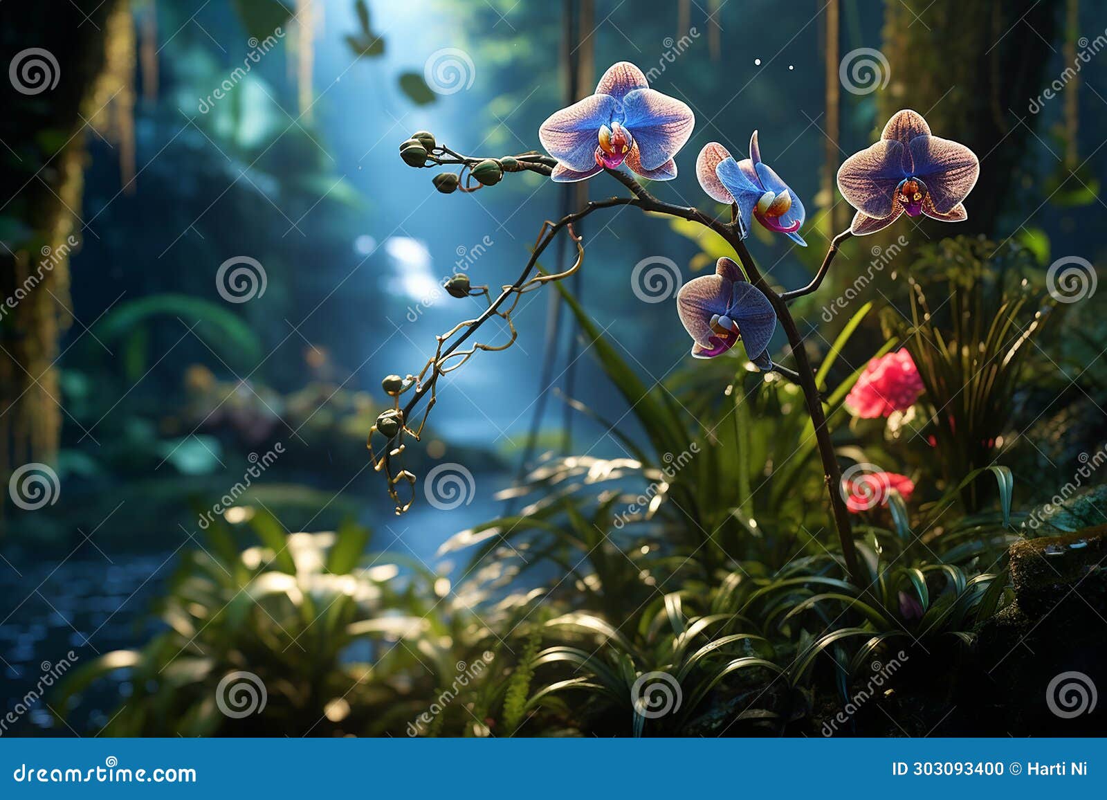 Generative AI Image of Beautiful Orchid Flower in Amazon Rainforest at ...