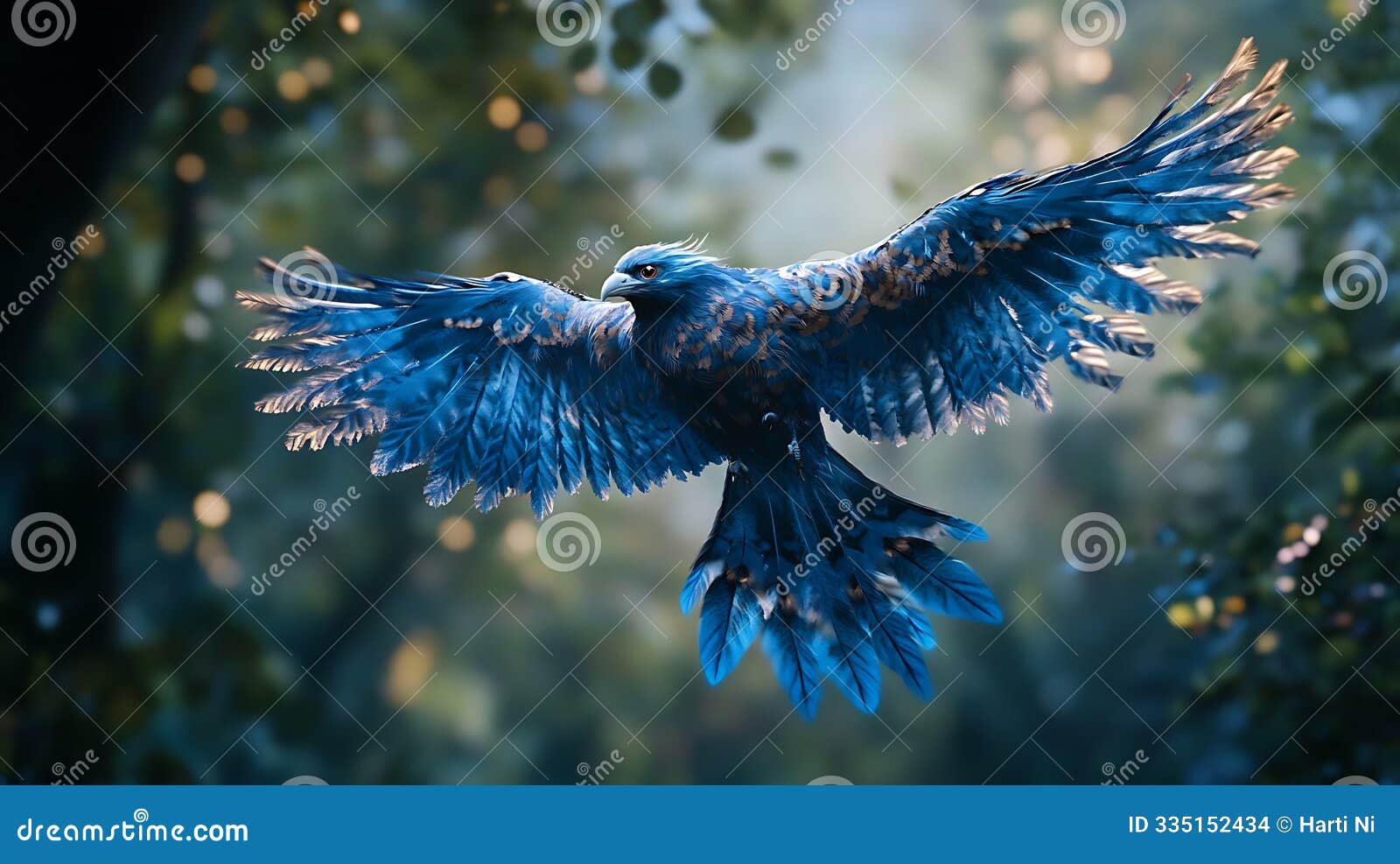 Generative AI Image of Beautiful Wild Blue Phoenix Eagle at Forest ...