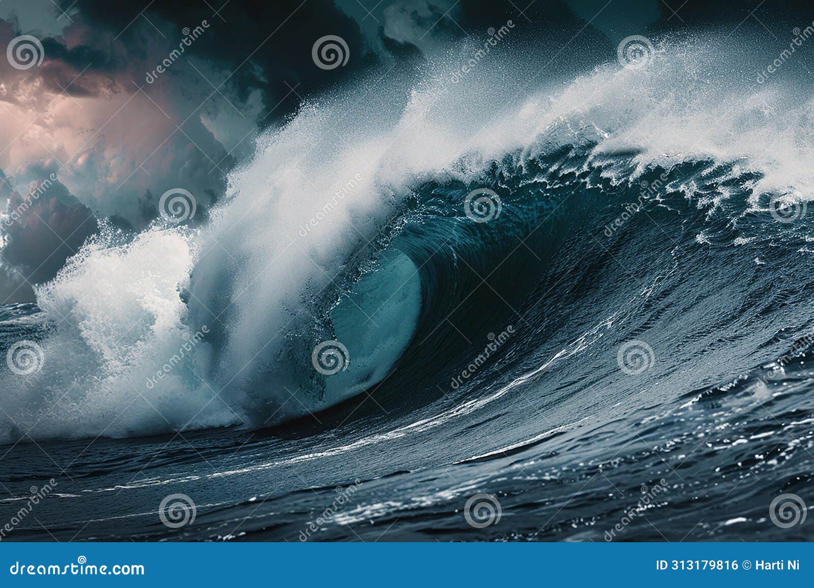 Generative AI Image of Big Water Waves in Sea Ocean with Splashing ...