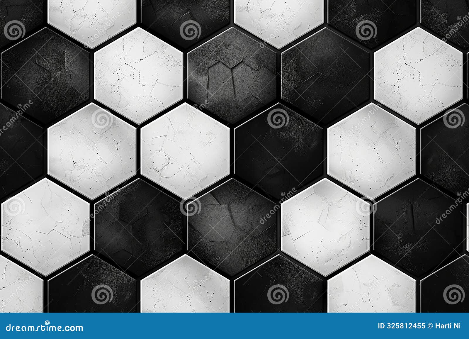 Generative AI Image of Black and White Stone Honeycomb Hexagon Pattern ...