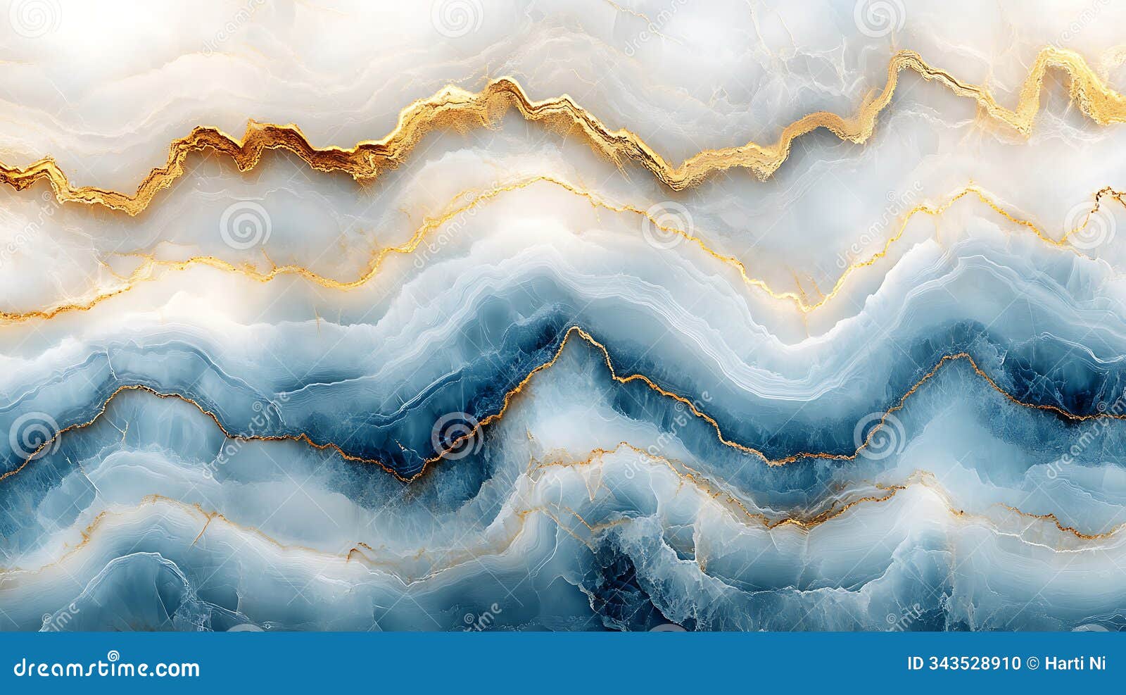 Generative AI Image of Blue Gold Marble Texture with Metallic ...