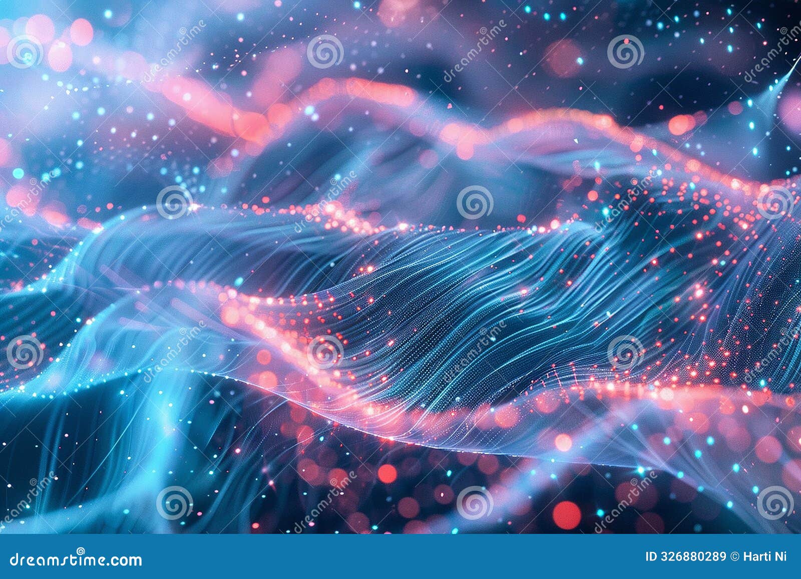 Generative AI Image of Blue and Pink Wavy Data Visualization on Black ...