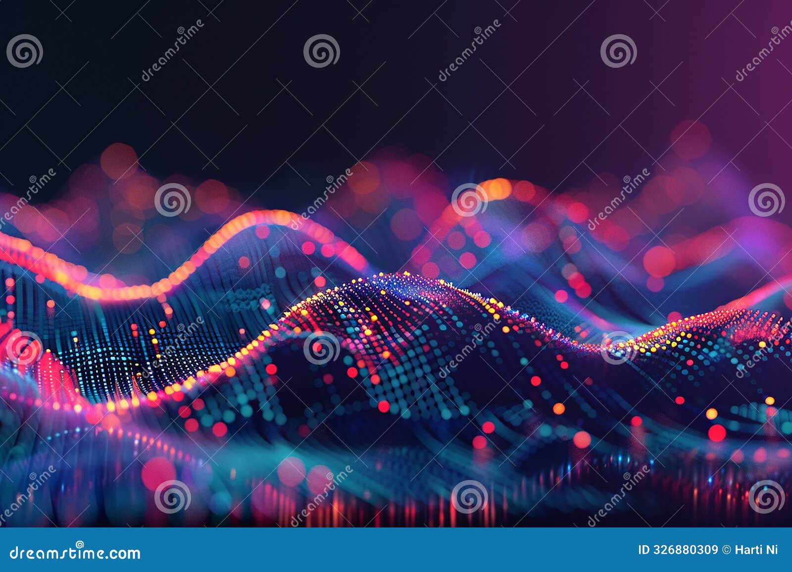 Generative AI Image of Blue and Purple Wavy Data Visualization on Black ...