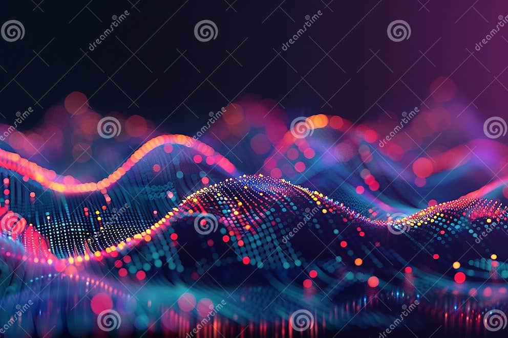 Generative AI Image of Blue and Purple Wavy Data Visualization on Black ...