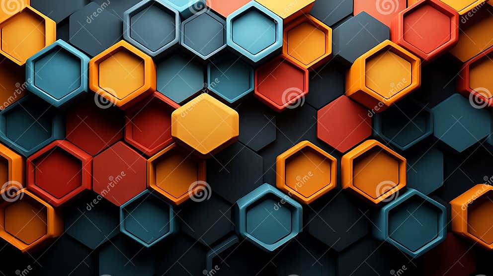Generative AI Image of Bold Hexagon Geometric Pattern with Contrasting ...