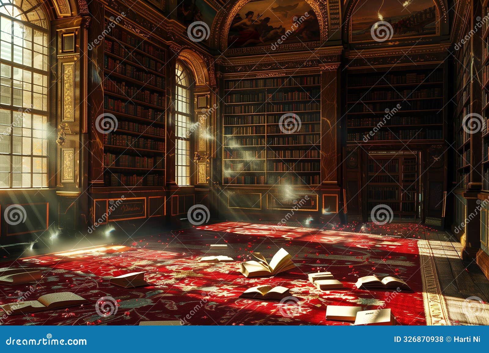 Generative AI Image of Books and Bookshelf in Luxurious Kingdom Library ...
