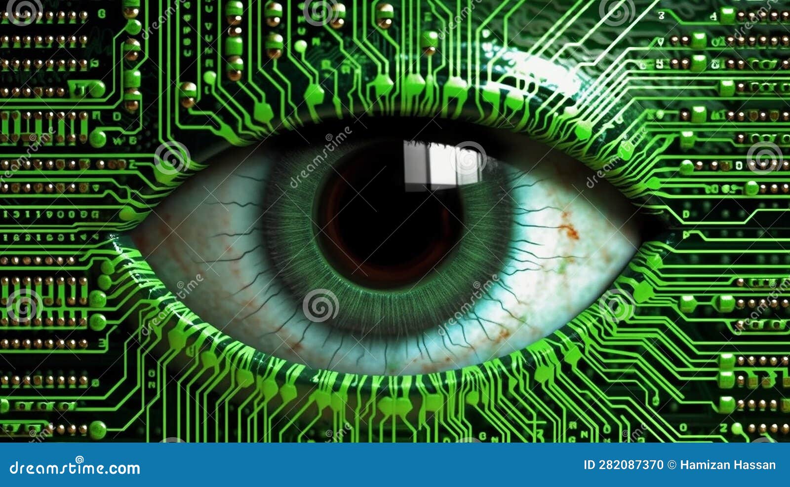 Human Eye Intertwine with Green Circuits, Merging Nature and Technology ...