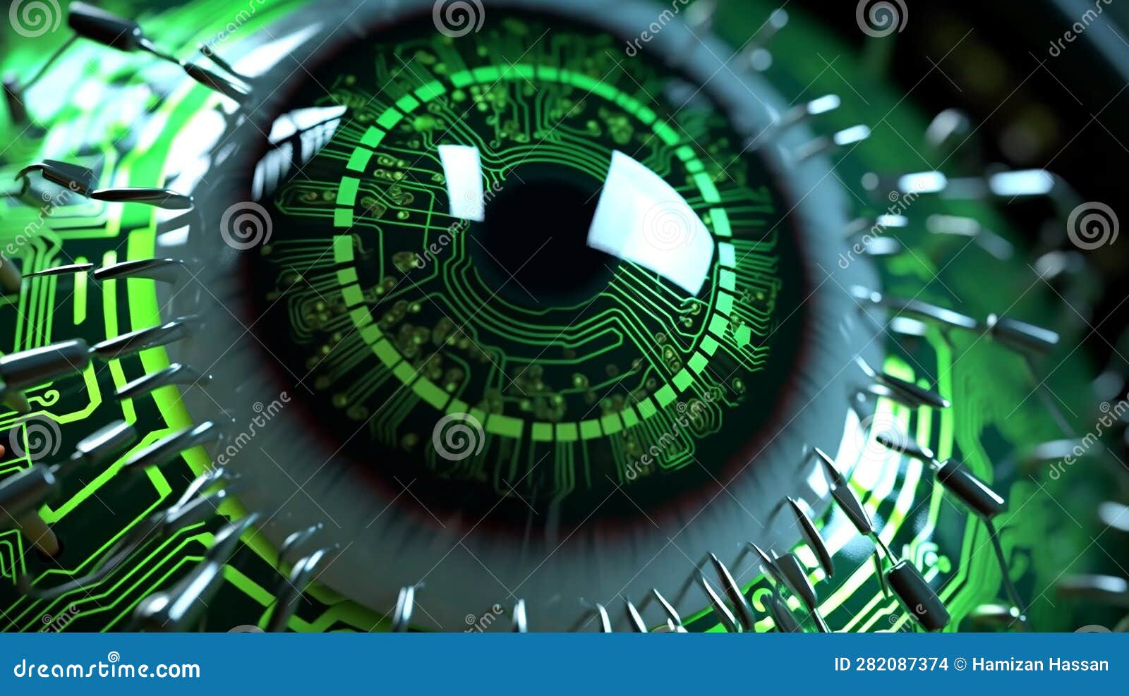 Human Eye Intertwine with Green Circuits, Merging Nature and Technology ...