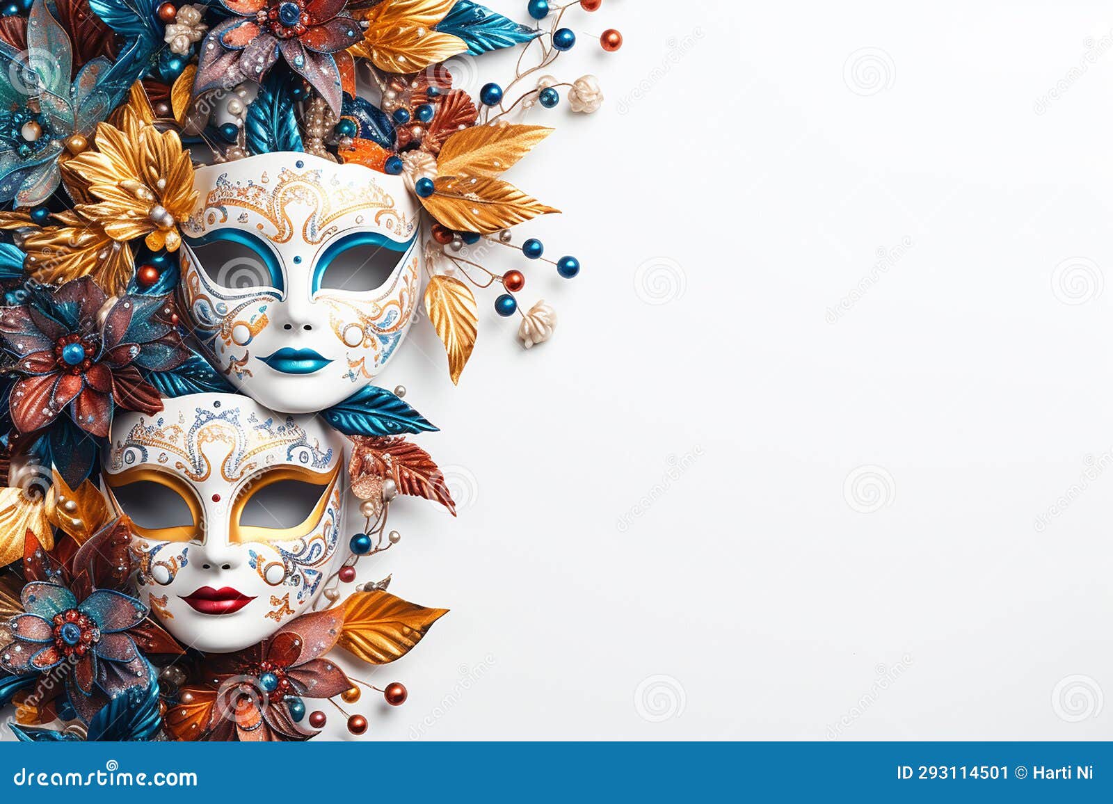 Generative AI Image of Carnival Masks Decoration with Blank Space on ...