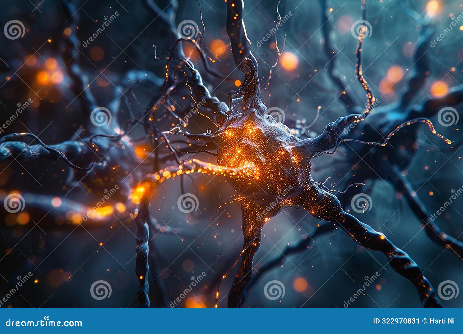 Generative AI Image Of Cell Of Connected Nerve Neuron System With ...