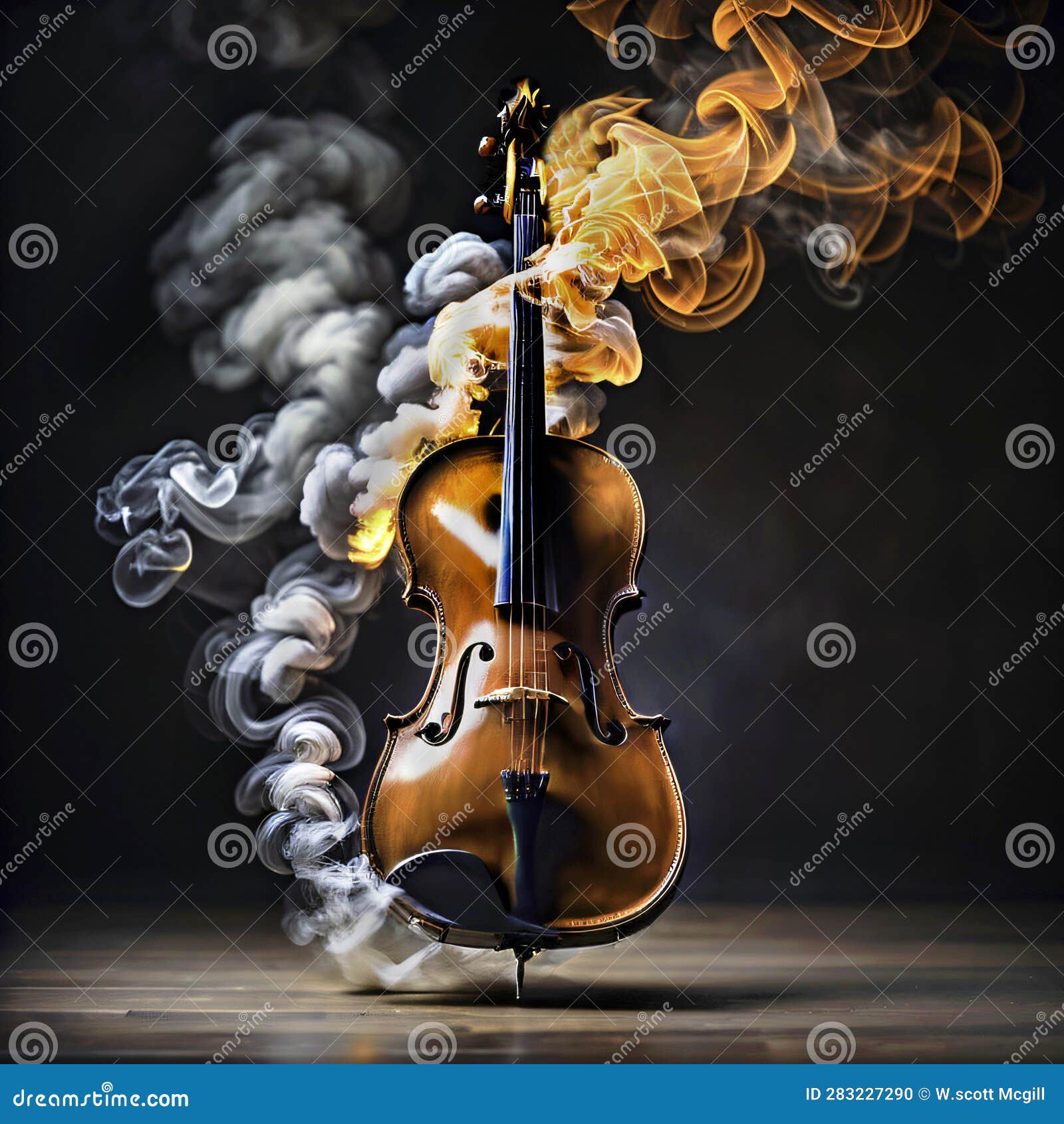 Generative AI Image of a Cello on Fire Stock Illustration ...