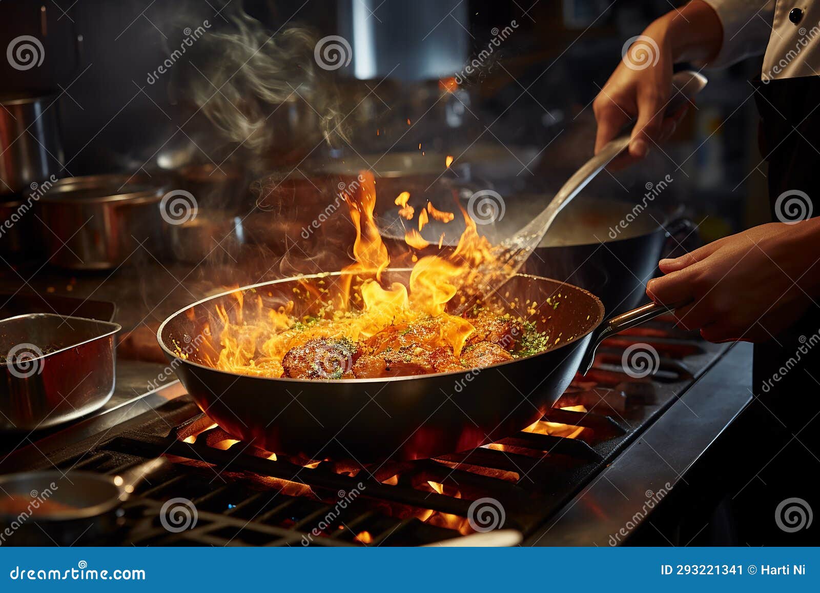 Generative AI Image of Chef Cooking in Restaurant Kitchen on Stove with ...