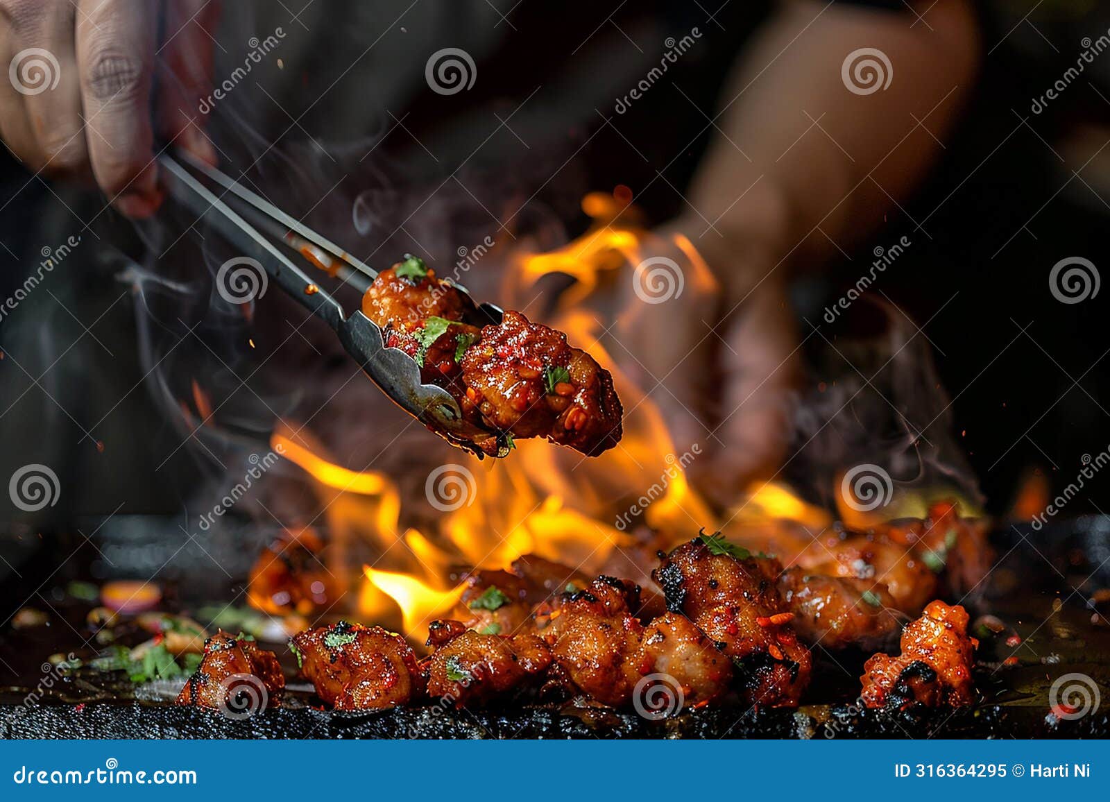 Generative AI Image of Chef Grilling Chicken on a Grill with Hot Fire ...