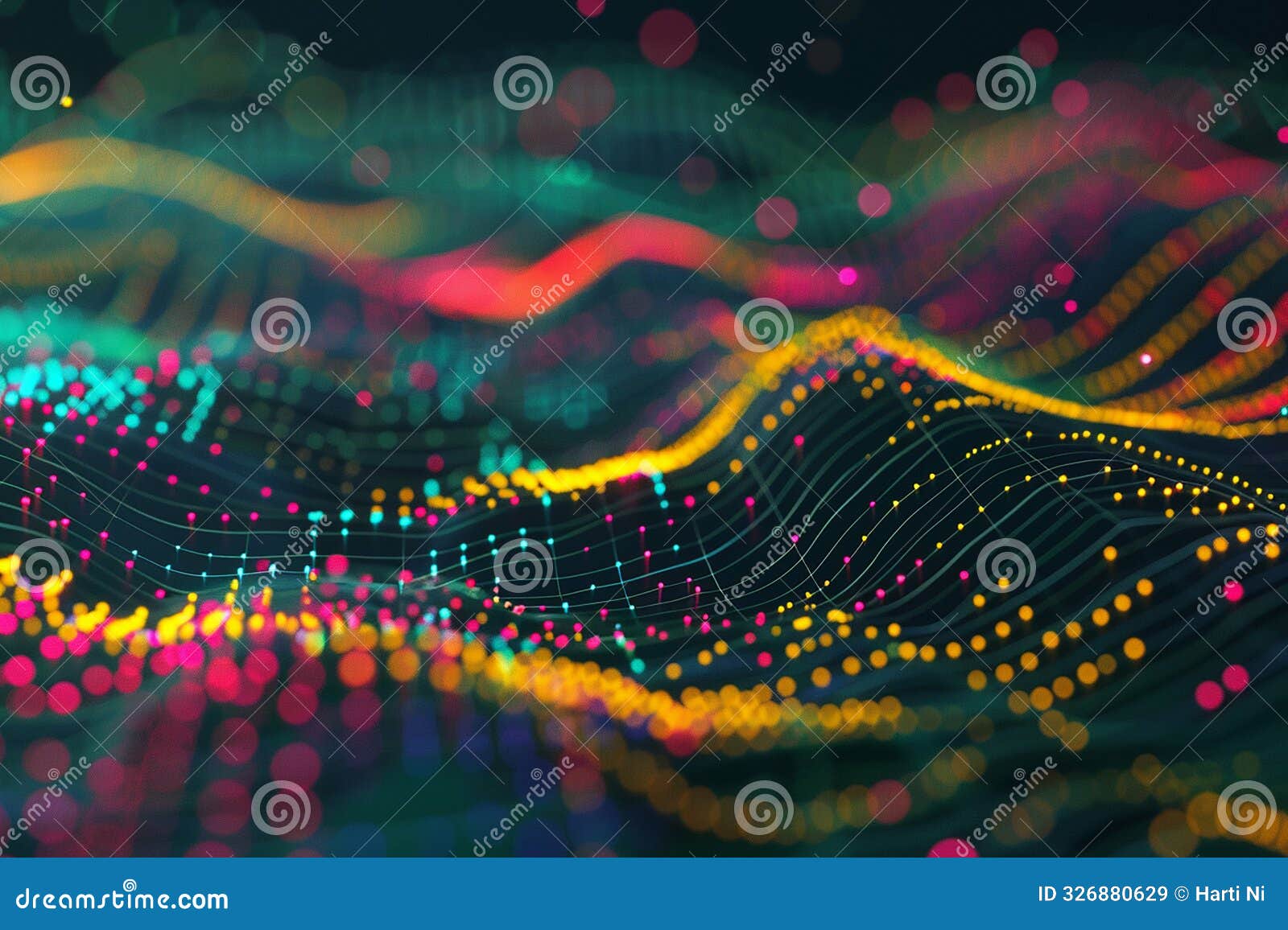 Generative AI Image of Colorful Wavy Dots Digital Visualization Wallpaper Stock Illustration ...