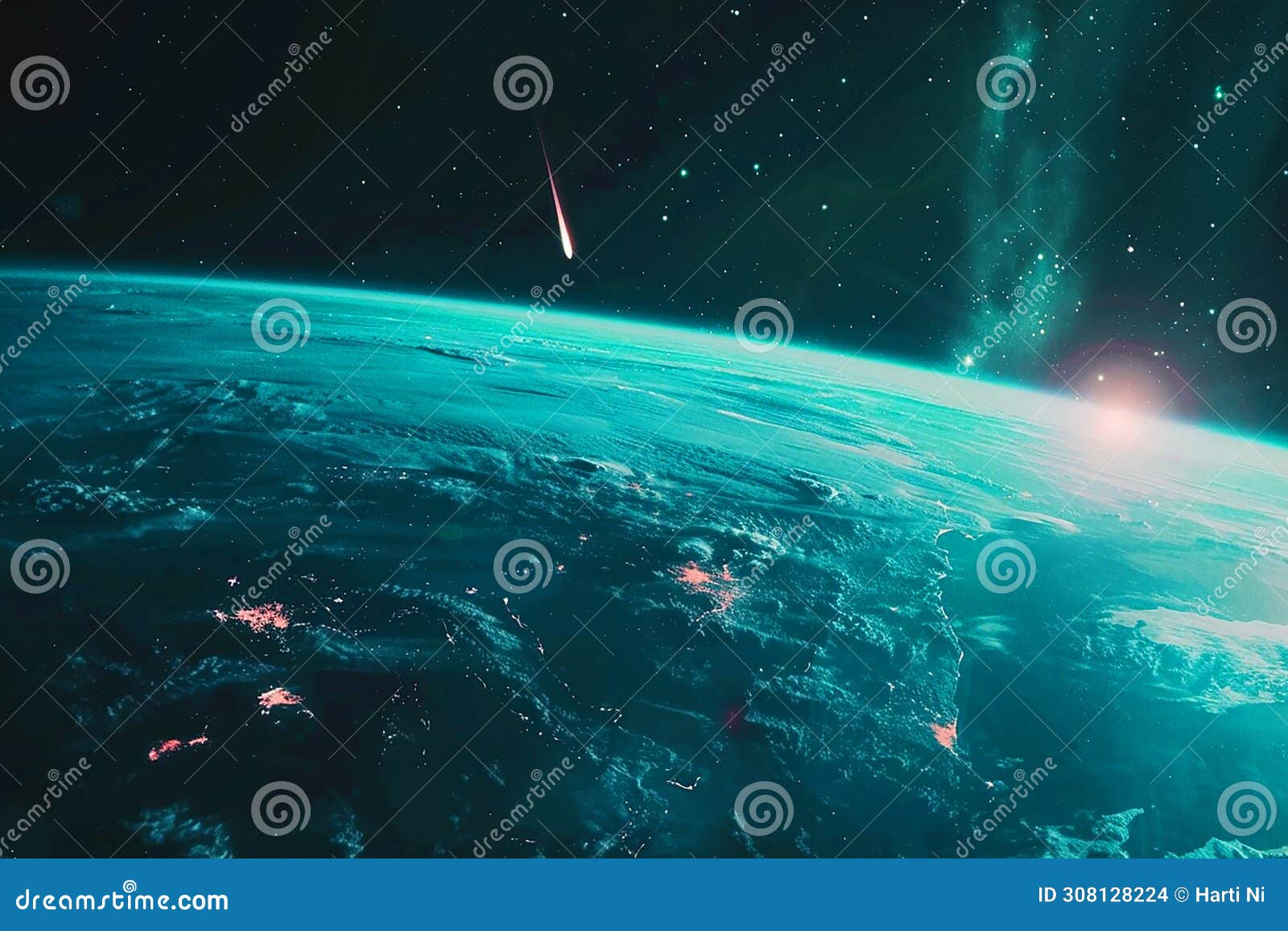 Generative AI Image of Comet Approaching Planet Earth in Outer Space ...