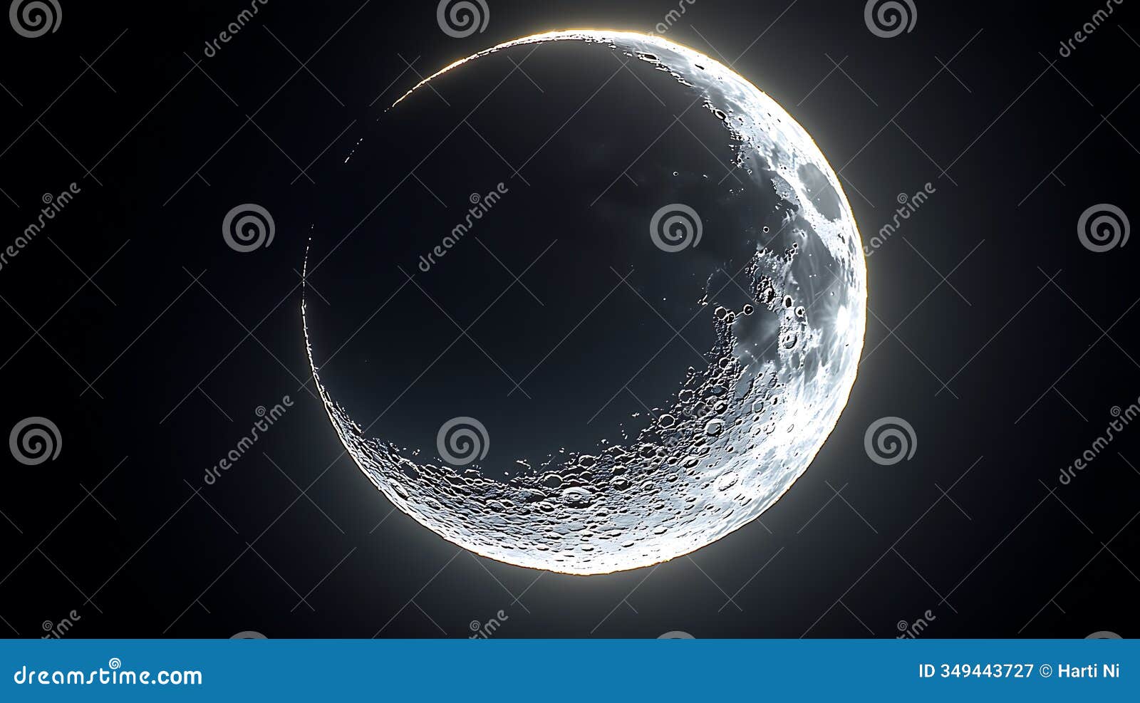 Generative AI Image of Crescent Moon with Scary Nuance in Night Sky ...