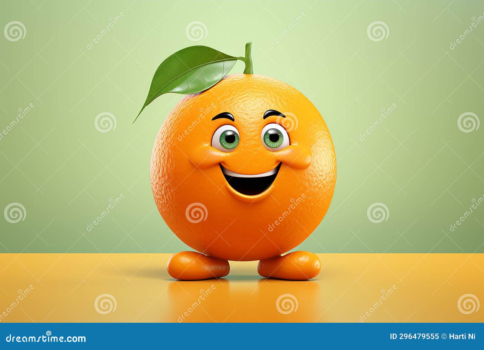 Generative AI Image of Cute Orange Fruit Cartoon Character with Smiling ...