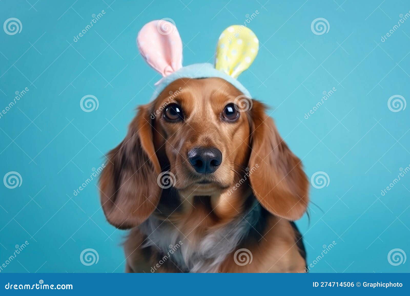 Generative Ai Image of a Dachshund Wearing Easter Bunny Ears Stock ...