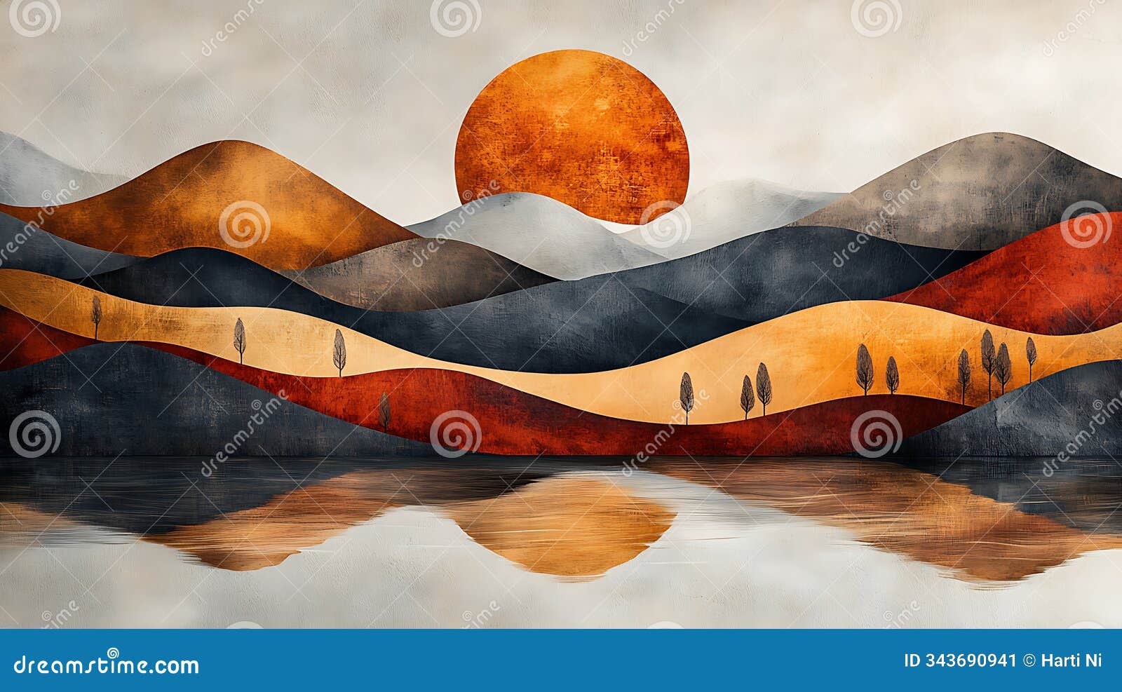 Generative AI Image of Desert Painting with Earth Tones and Layered ...