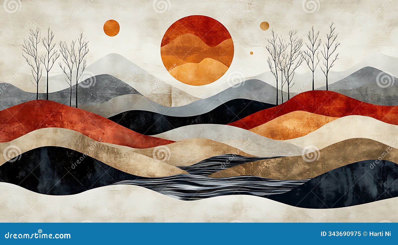 Generative AI Image of Desert Painting with Earth Tones and Layered ...