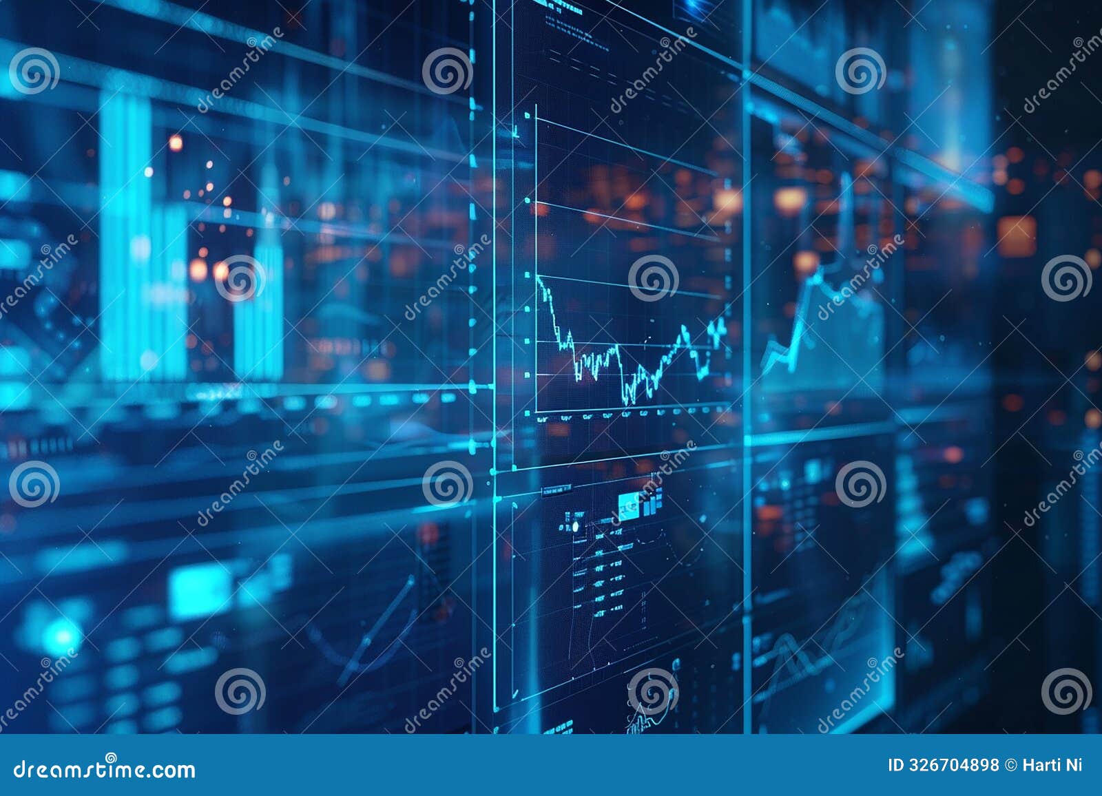 Generative AI Image of Digital Blue Data on Glass Screen Wallpaper ...