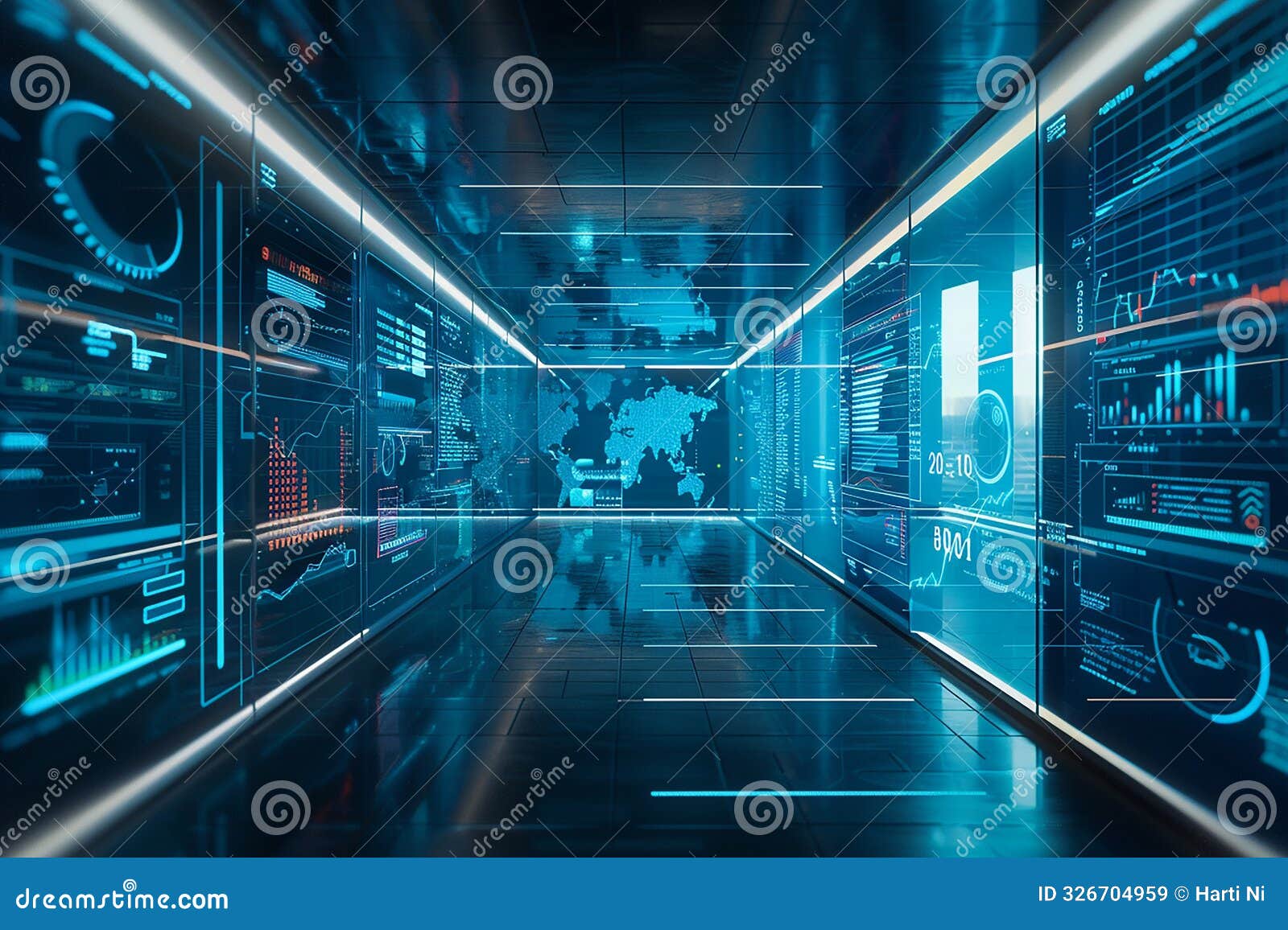 Generative AI Image of Digital Blue Data on Glass Screen Wallpaper ...