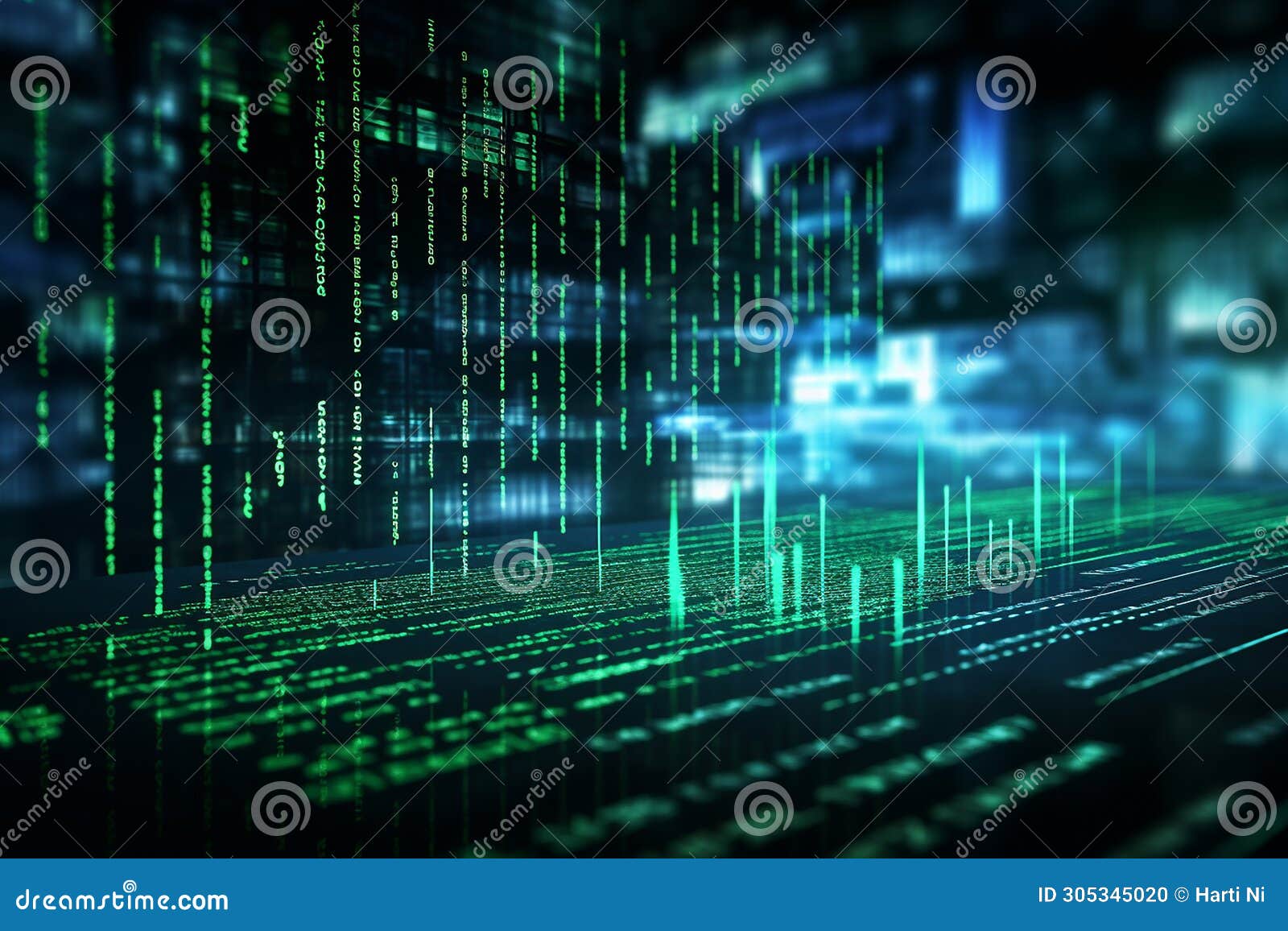 Generative AI Image of Digital Technology Concept with Binary Data Computing System Language ...