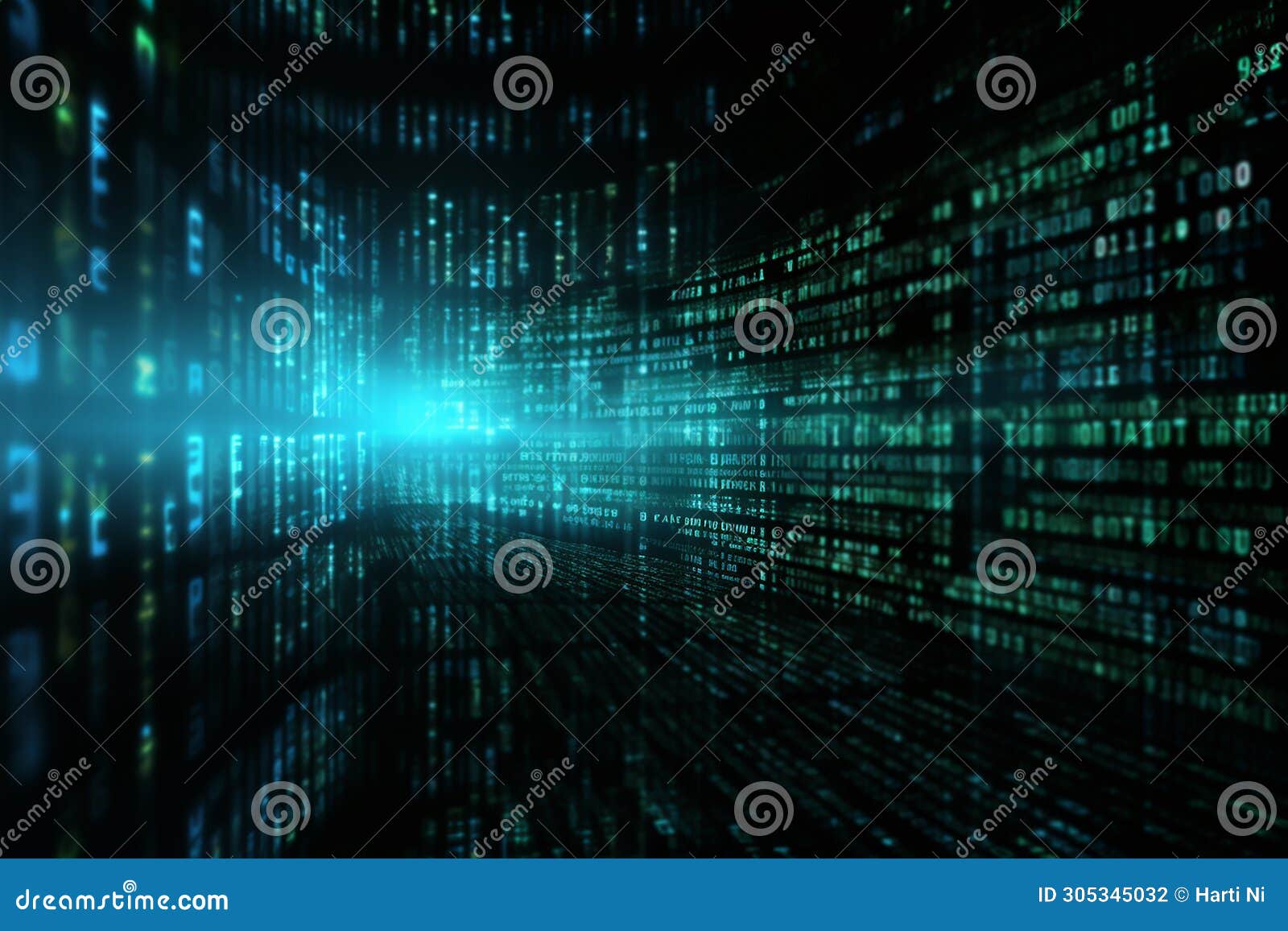 Generative AI Image of Digital Technology Concept with Binary Numbers ...