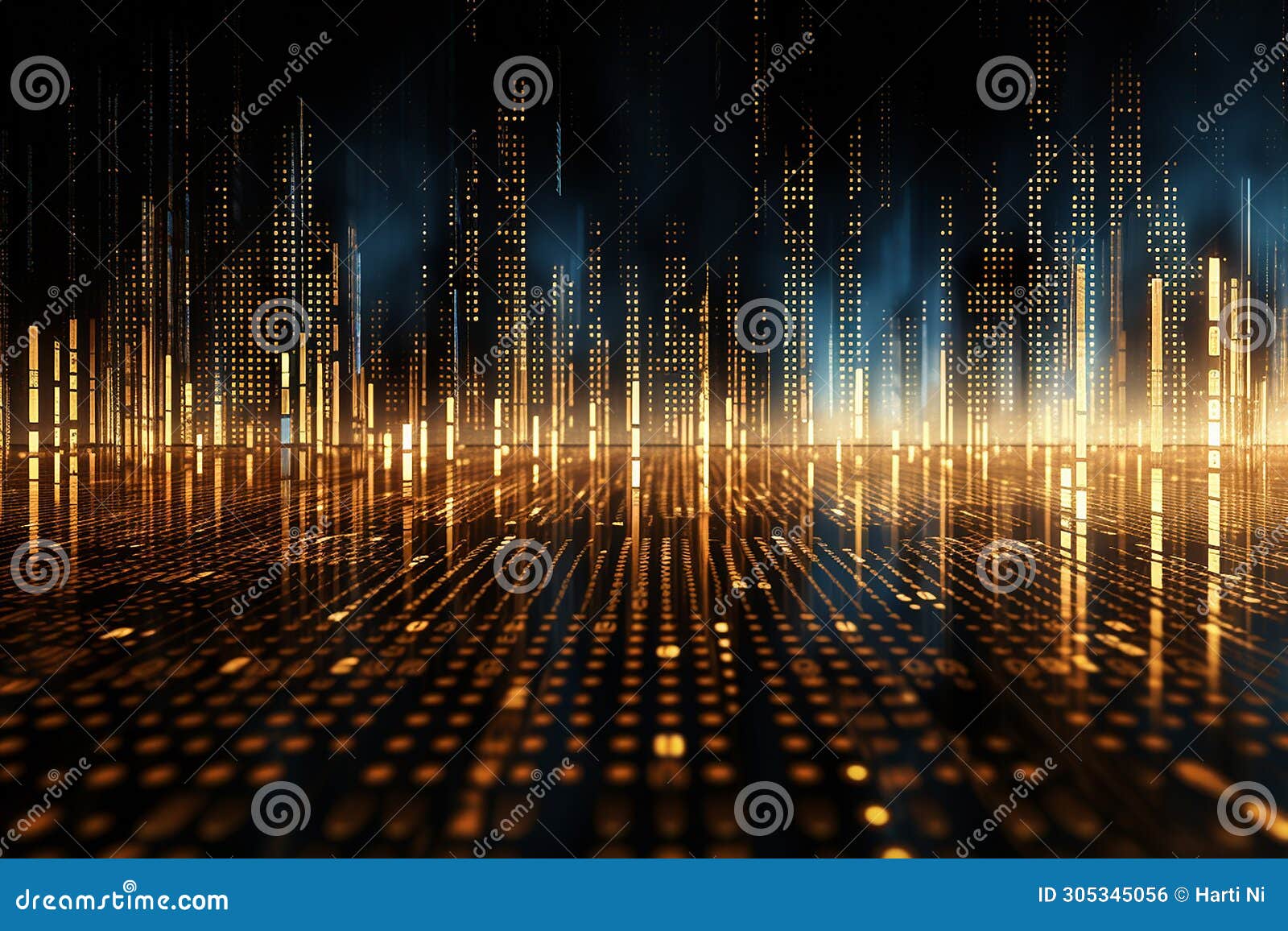 Generative AI Image of Digital Technology Concept with Golden Bar Graph ...