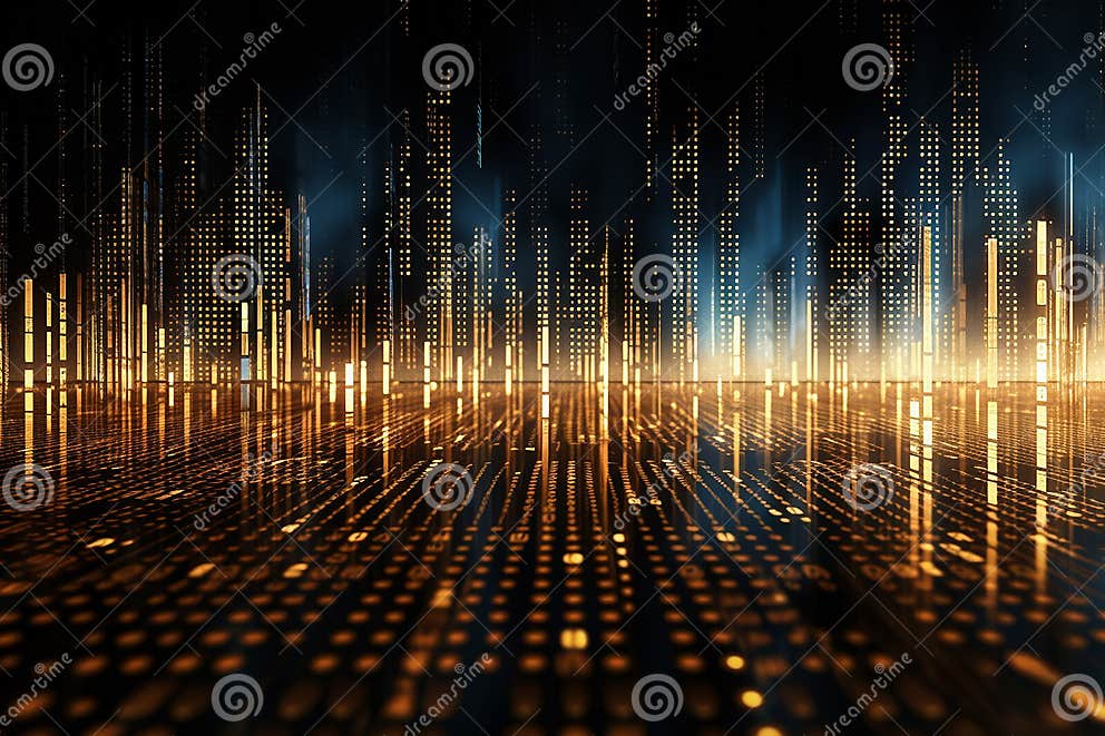 Generative AI Image of Digital Technology Concept with Golden Bar Graph ...