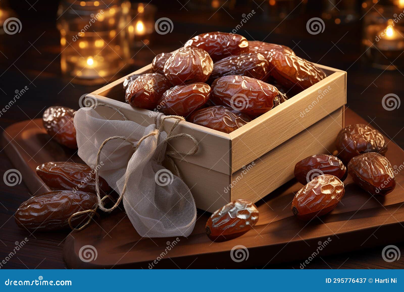 Generative AI Image Of Dried Dates Fruit In Wooden Hampers Box Royalty ...