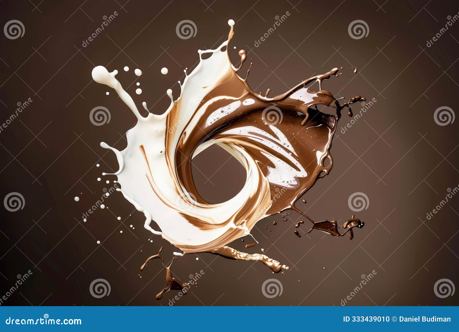 Dynamic Splash of Chocolate and Milk Colliding, Creating Mesmerizing ...