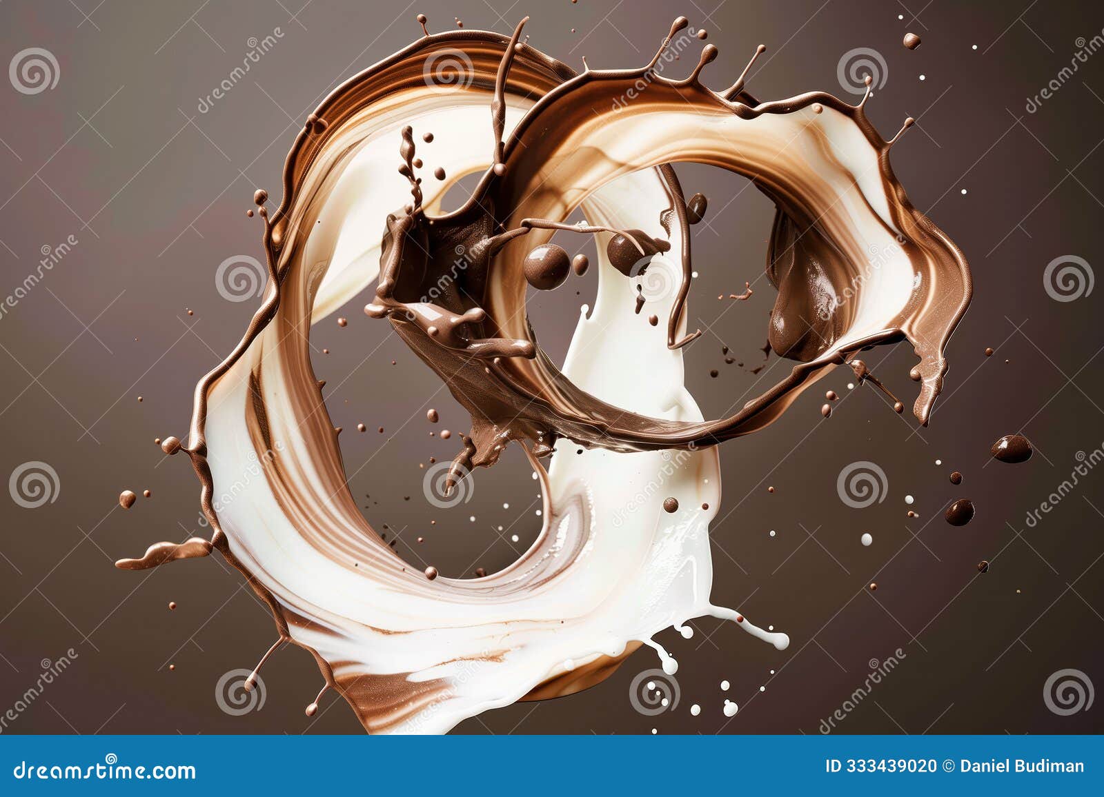 Dynamic Splash of Chocolate and Milk Colliding, Creating Mesmerizing ...