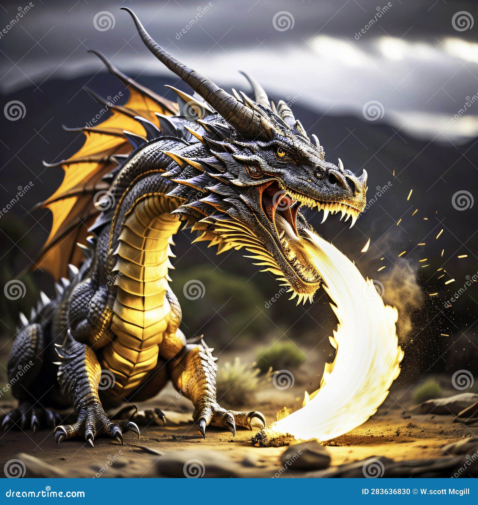 Generative AI Image of a Fire Breathing Dragon Stock Illustration ...