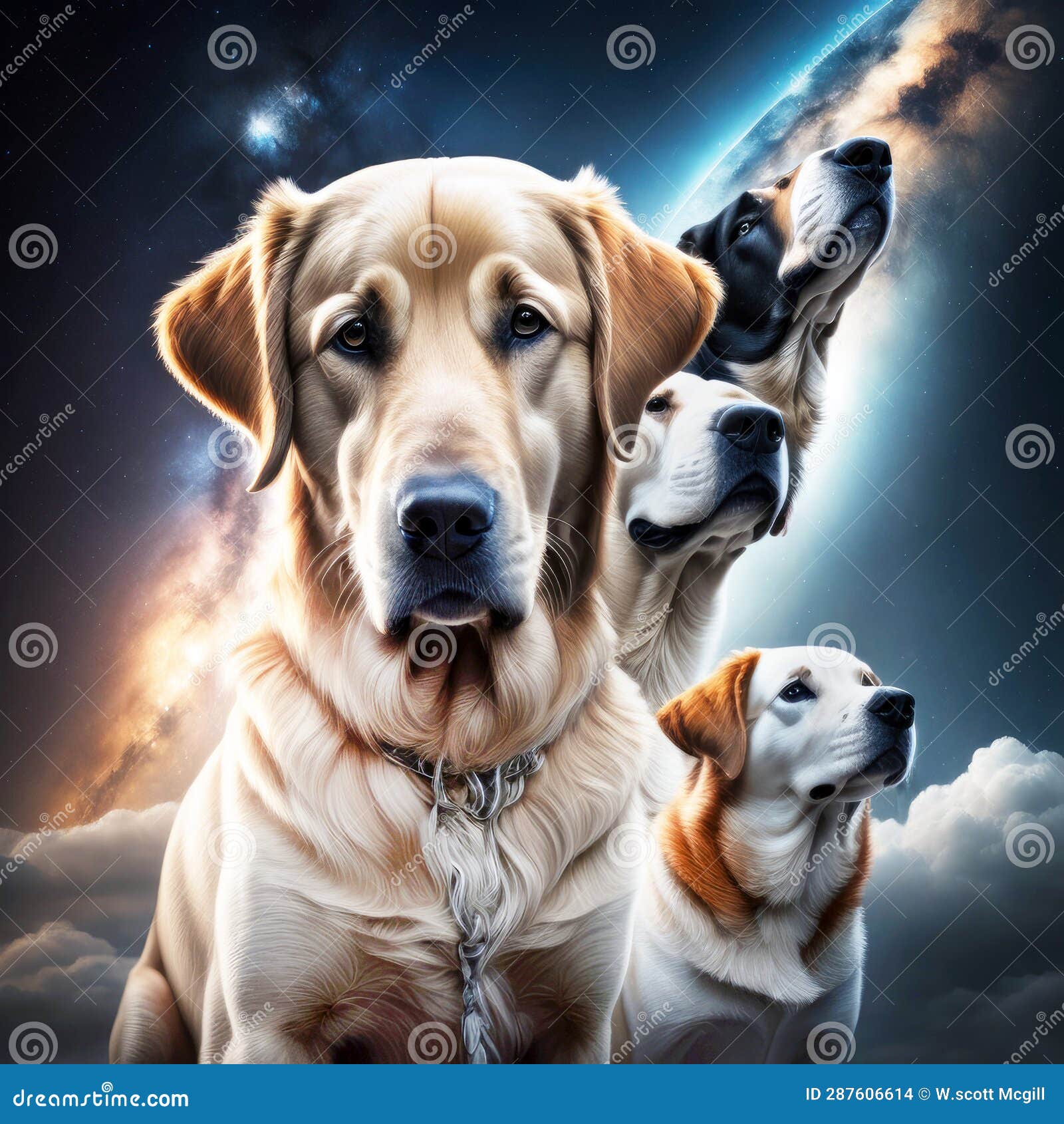 Generative AI Image of Four Hound Dogs Stock Illustration ...