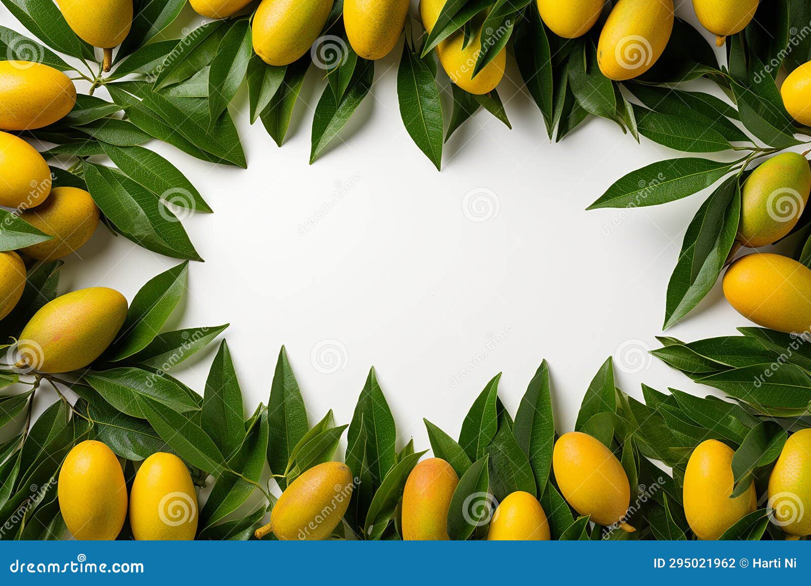 Generative AI Image of Frame of Mangoes Fruit and Green Foliage Stock ...