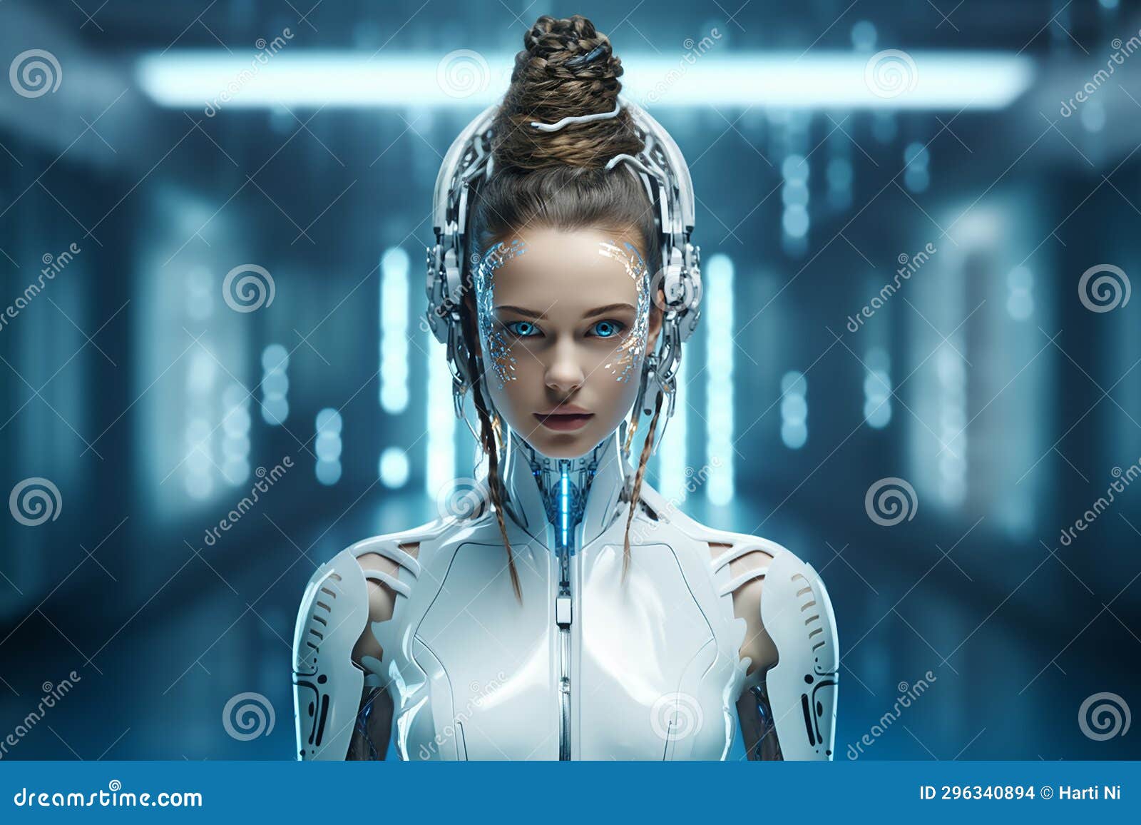 Generative AI Image of Futuristic Woman Robot with Artificial ...