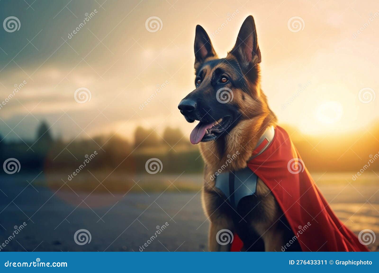 Generative AI Image of a German Shepherd Dressed As a Super Hero Stock ...