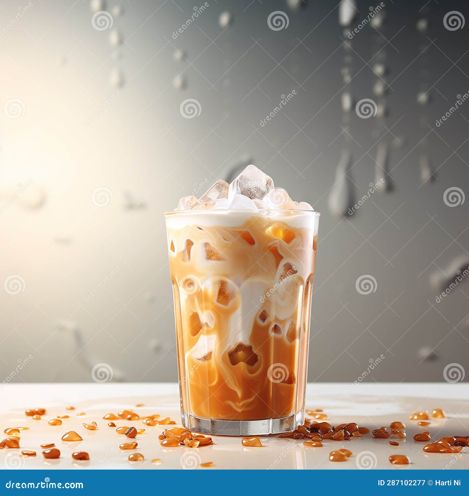 Generative AI Image of a Glass of Cold Milk Tea with Ice Cubes Looks ...