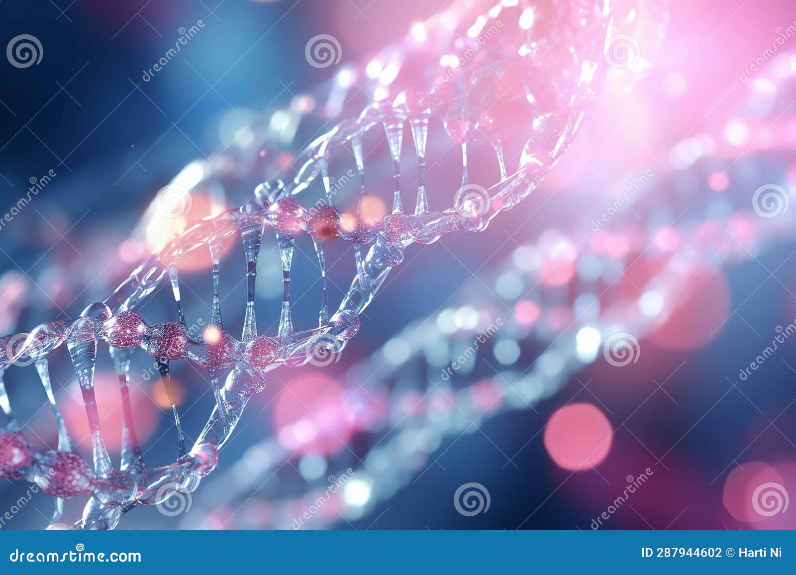 Generative AI Image of Glass DNA Model with Molecules on a Light ...