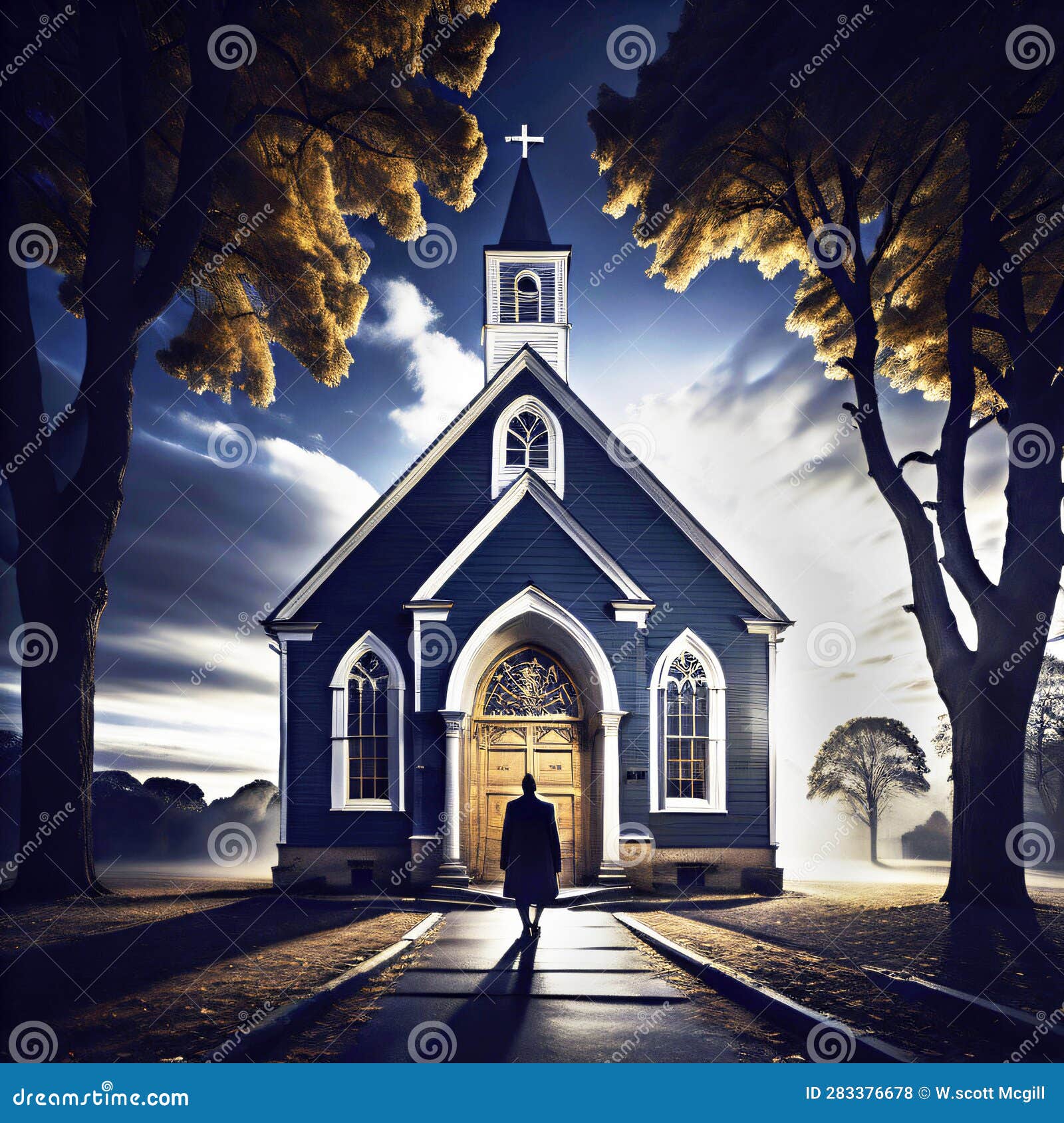 Generative AI Image of Going Back To Church Stock Illustration ...