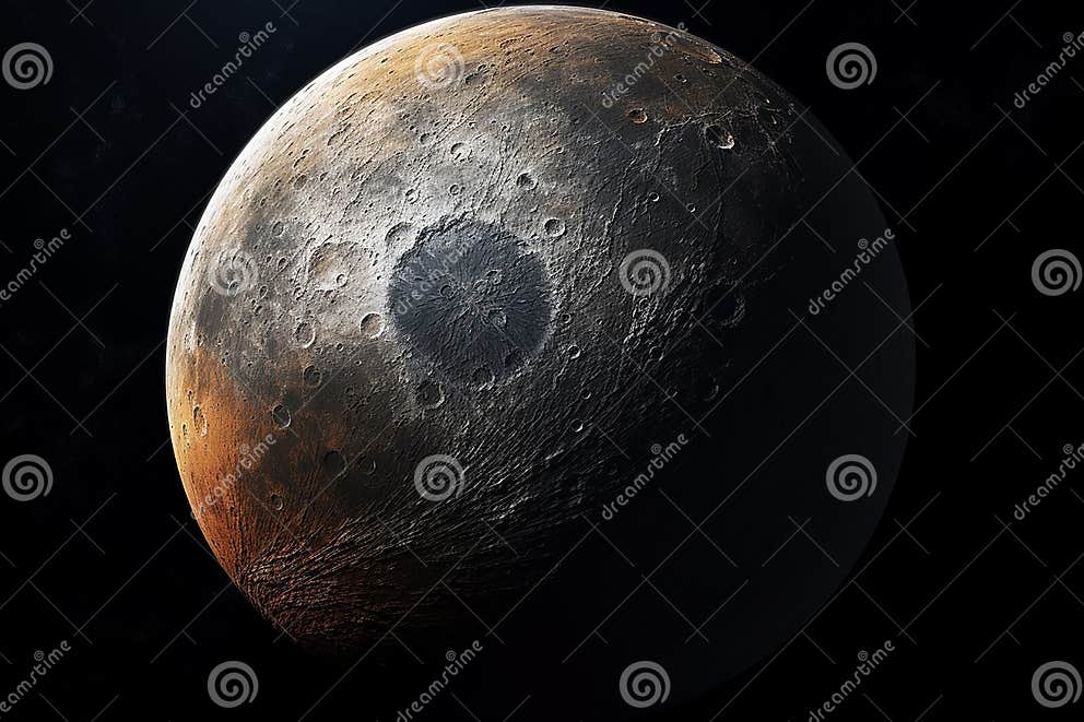 Generative AI Image of Grey Planet Mercury in Dark Sky Stock ...