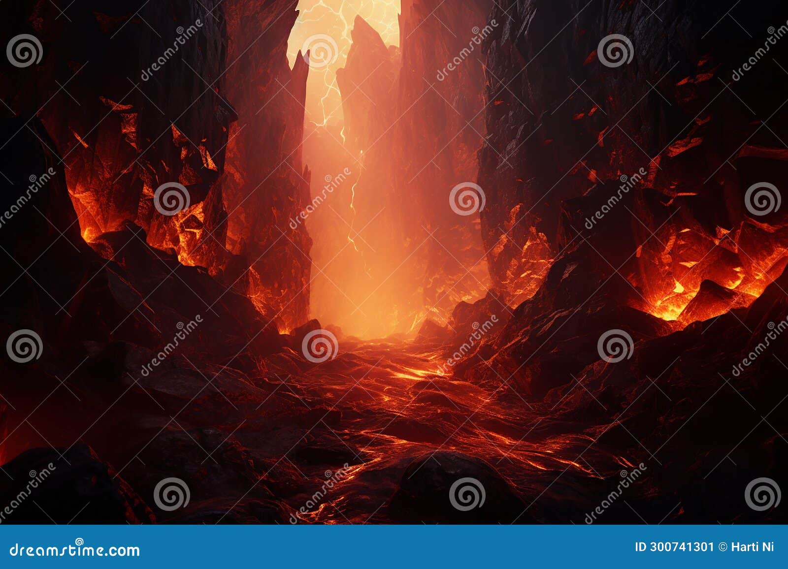 Generative AI Image of Huge Rocky Wall with Hot Fire Lava Stock ...