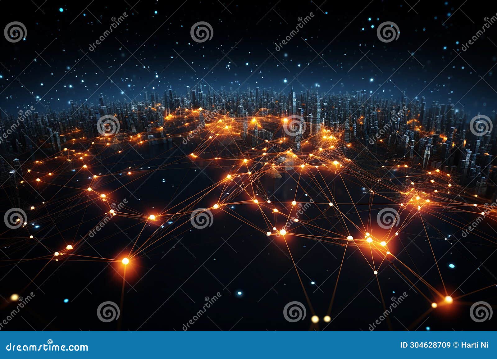 Generative AI Image of Interconnected Internet Network Connections in ...
