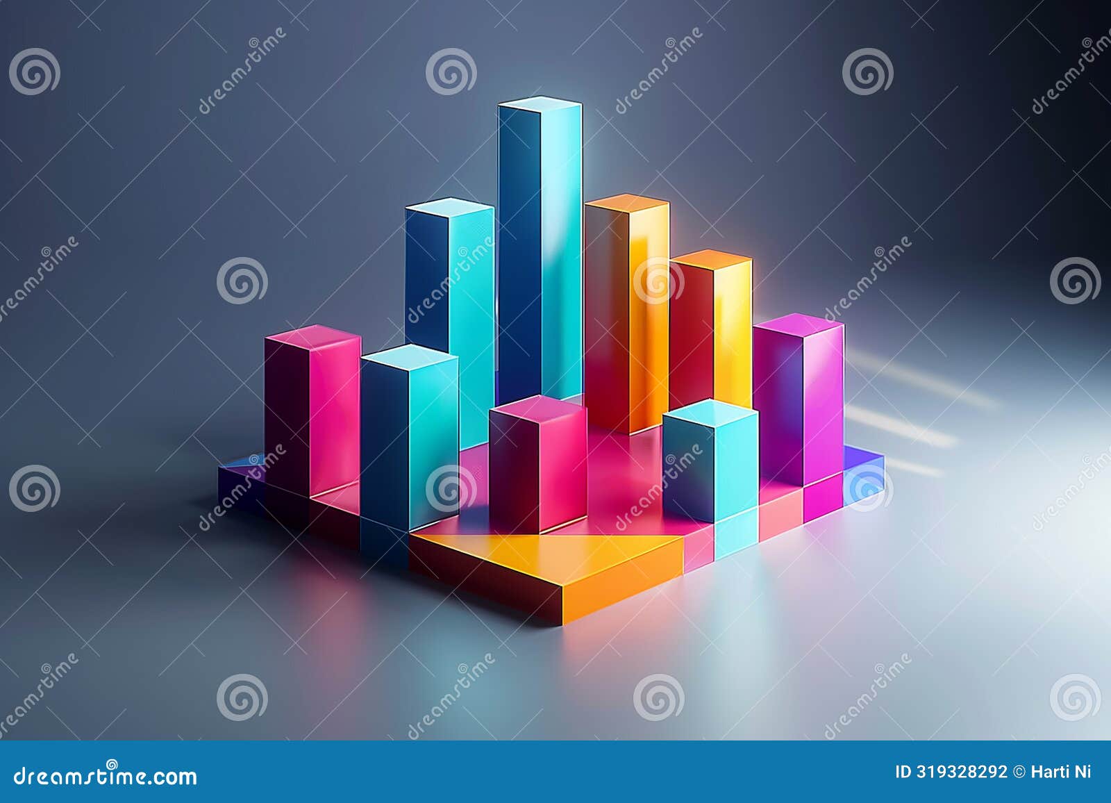 Generative AI Image Of Isometric View Of Colorful Fluctuation Bar Graph ...