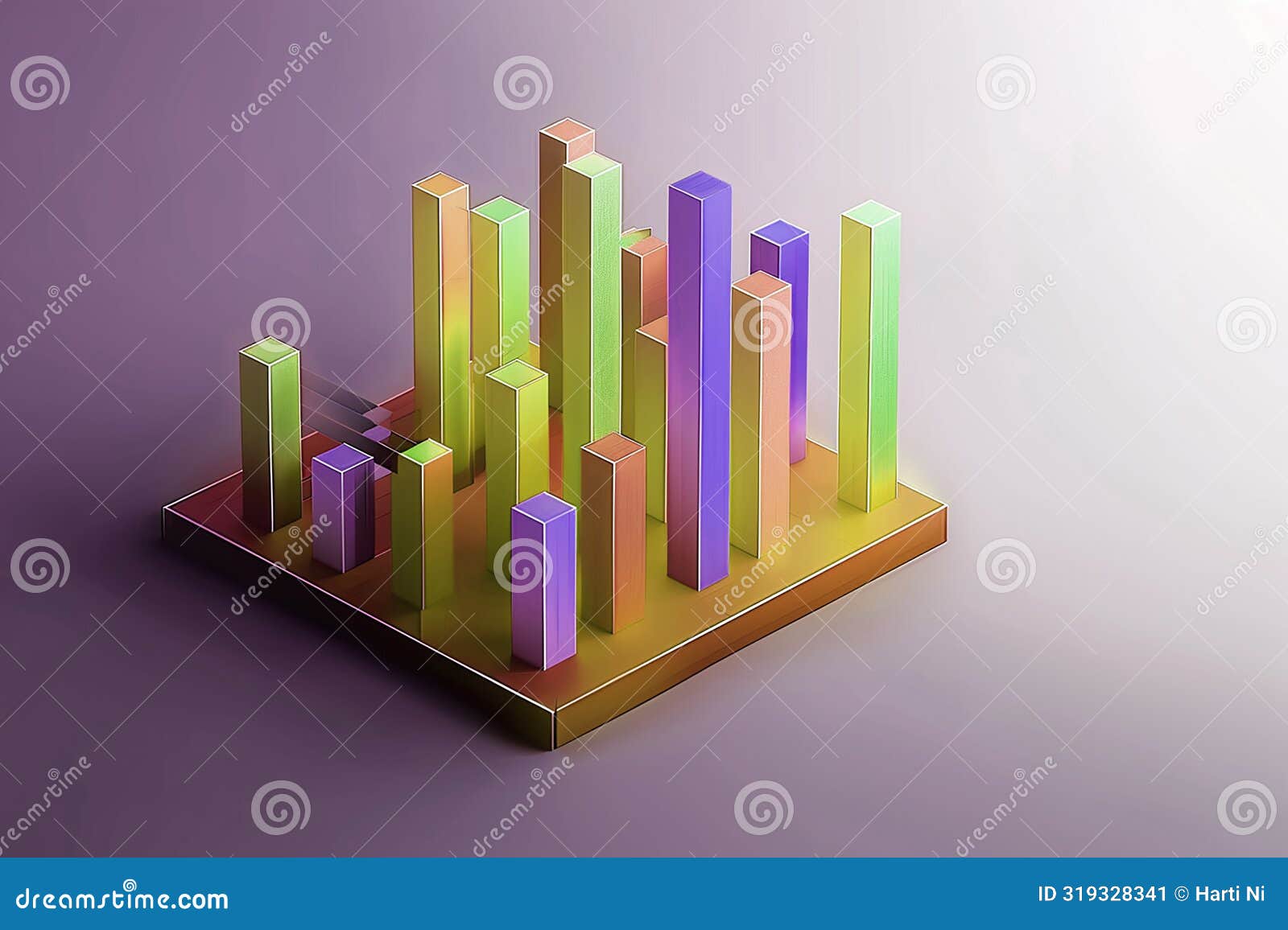 Generative AI Image of Isometric View of Colorful Fluctuation Bar Graph ...