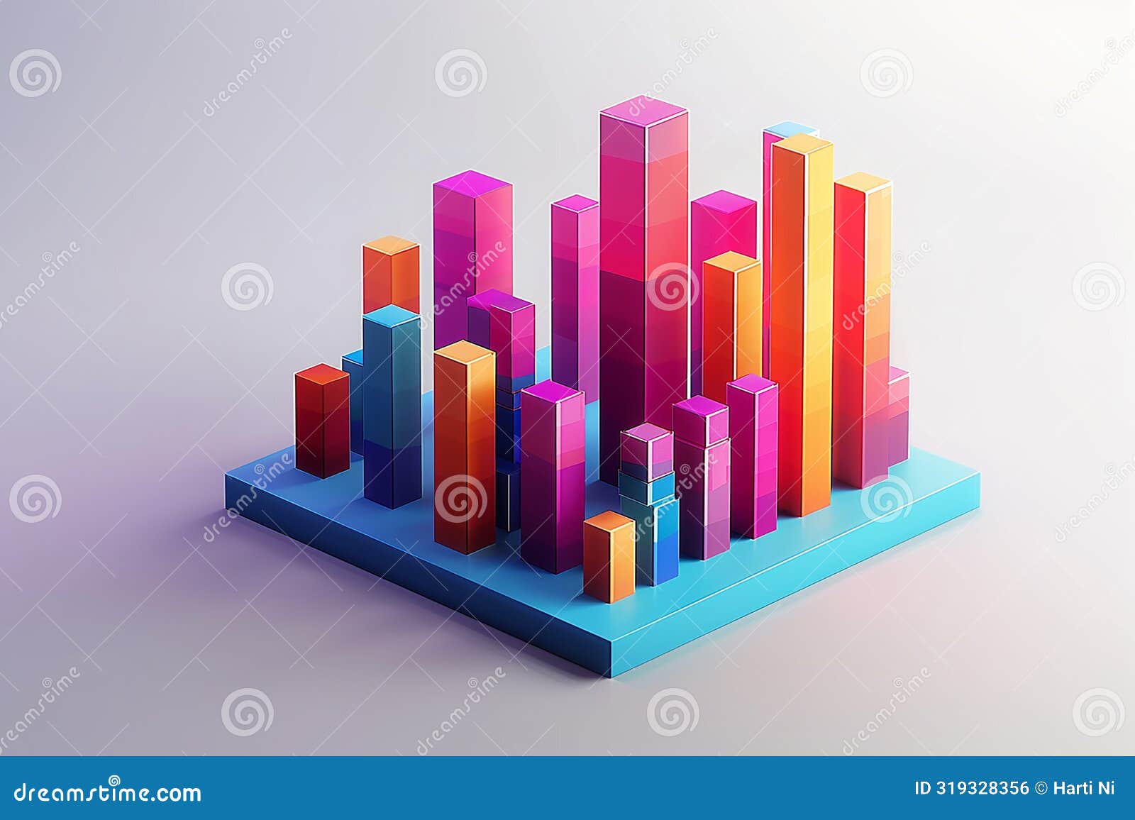 Generative AI Image of Isometric View of Colorful Fluctuation Bar Graph ...