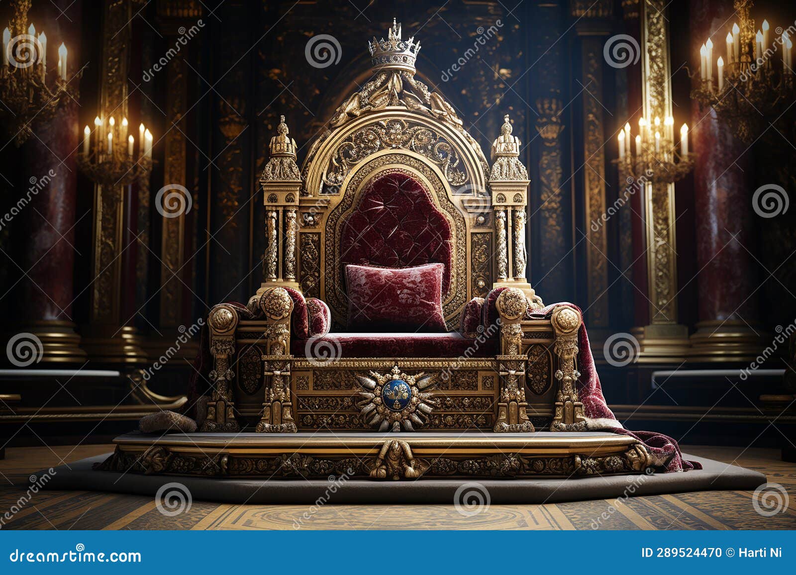 Generative AI Image of King Throne with Luxurious Gold Design in the ...